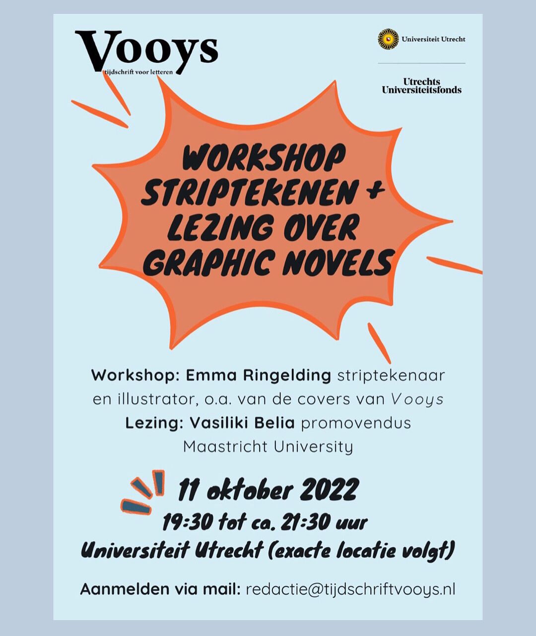 11 oktober: Workshop striptekenen en lezing over Graphic novels